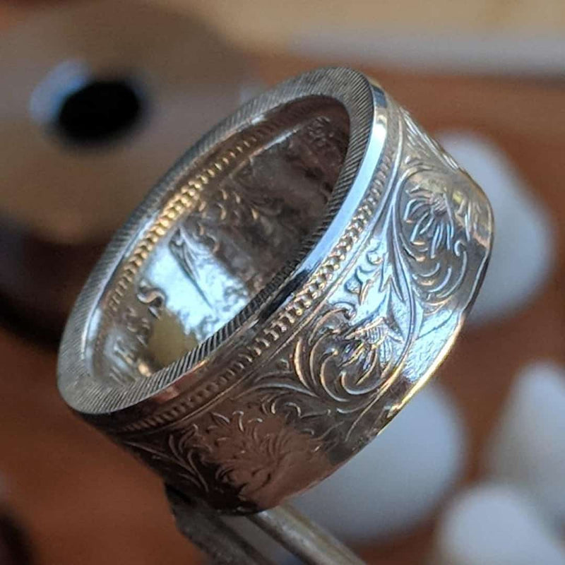 Silver British India One Rupee Coin Ring - 1847-1901 - Silver State Foundry